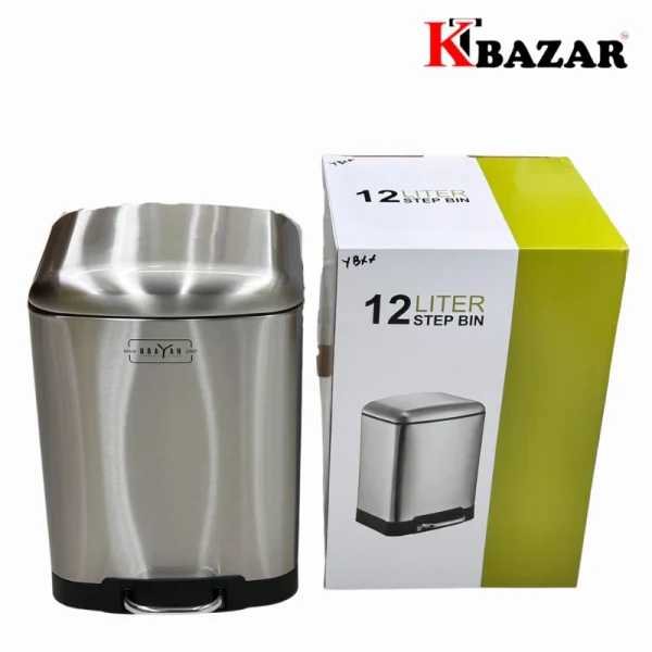 High-quality Stainless Steel Hydraulic Dustbin 12 Litre Square – KT Bazar