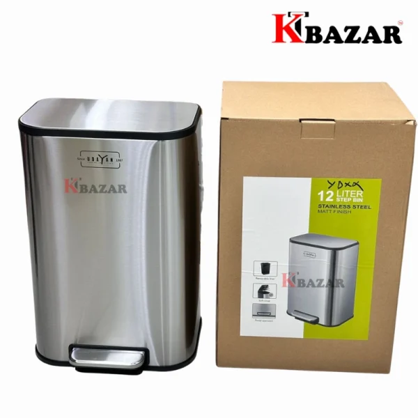 High-quality Stainless Steel Hydraulic Dustbin 12 Litre D Shape – KT Bazar